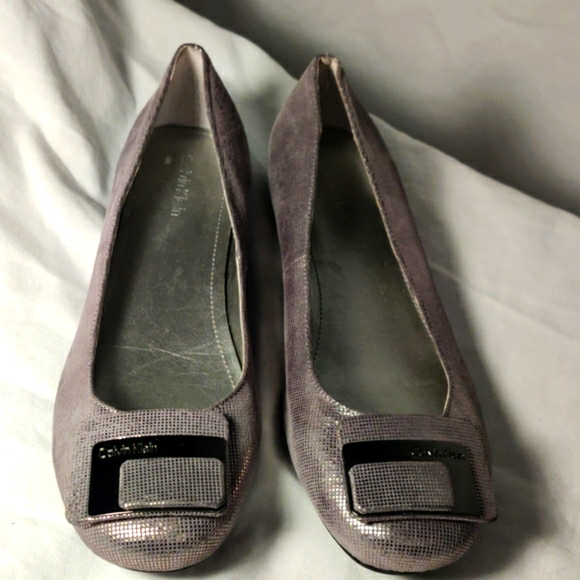 Calvin Klein | Shoes | Calvin Klein Silver Flat Pumps | Poshmark